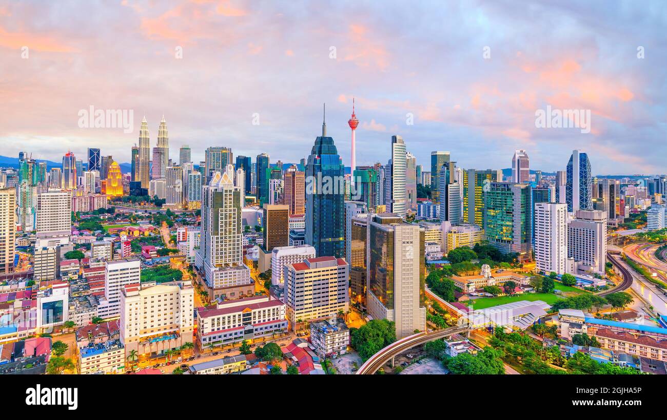 Downtown Kuala Lumpur skyline at twilight in Malaysia Stock Photo - Alamy