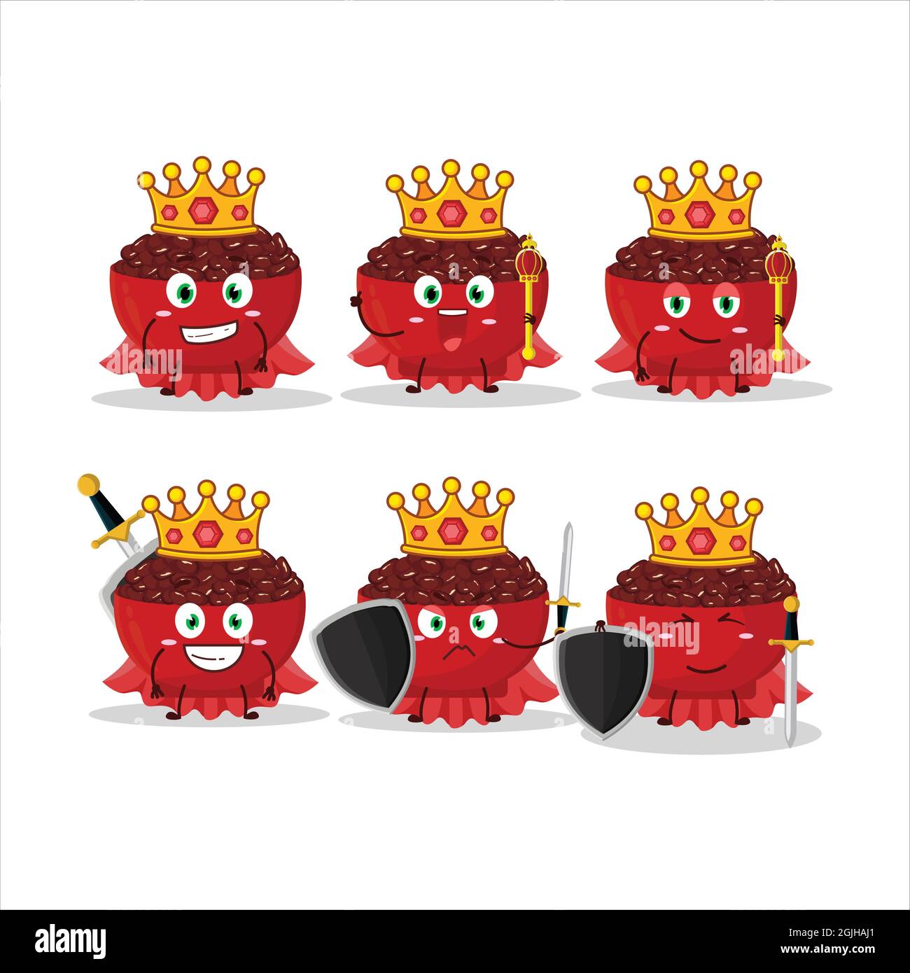 A Charismatic King adzuki beans cartoon character wearing a gold crown ...