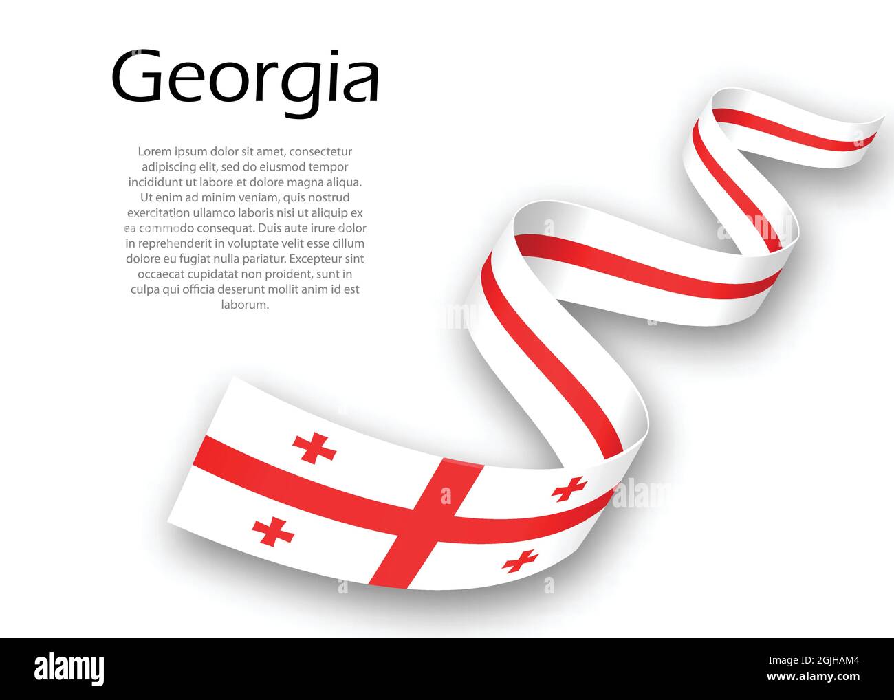 Waving ribbon or banner with flag of Georgia. Template for independence ...