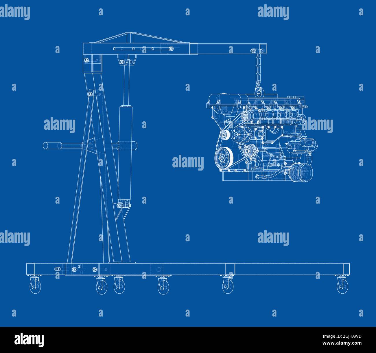 Engine hoist with engine. Vector Stock Vector Image & Art - Alamy