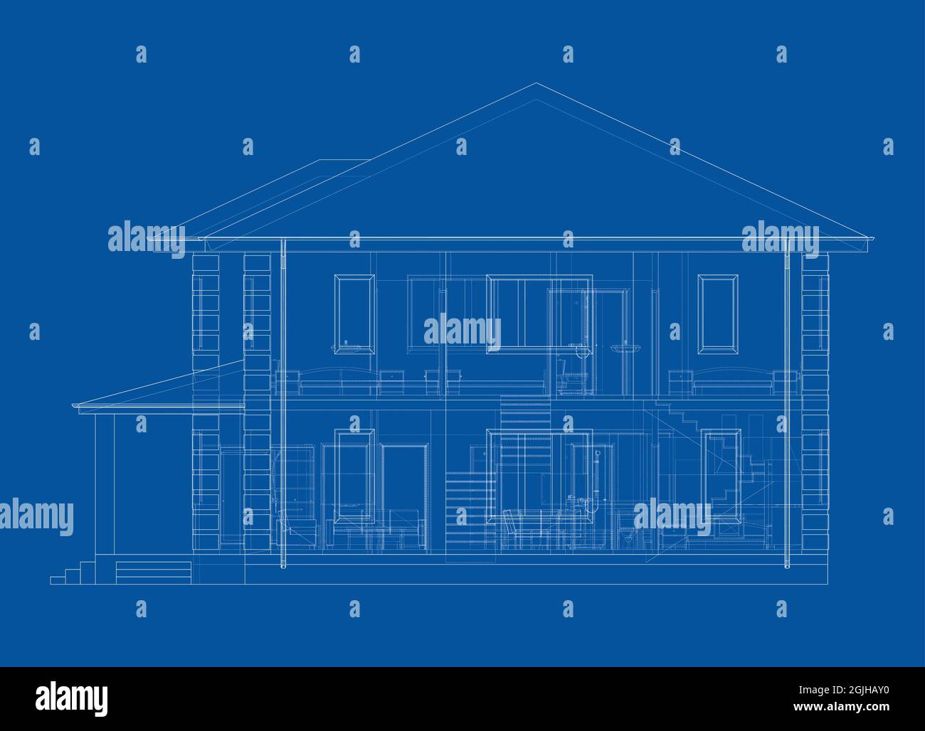 Residential building technical drawing. Vector Stock Vector Image & Art ...