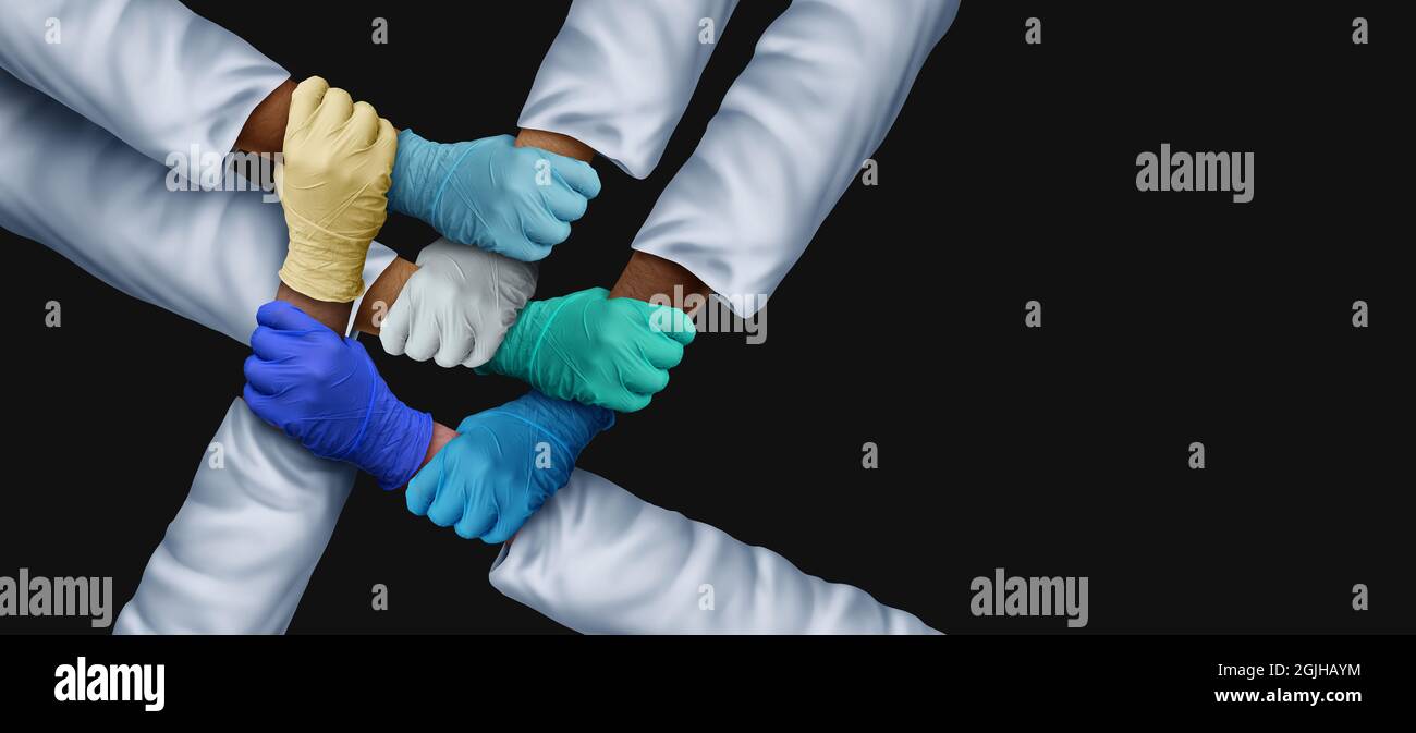 Doctors working together and medical teamwork and health workers unity ...