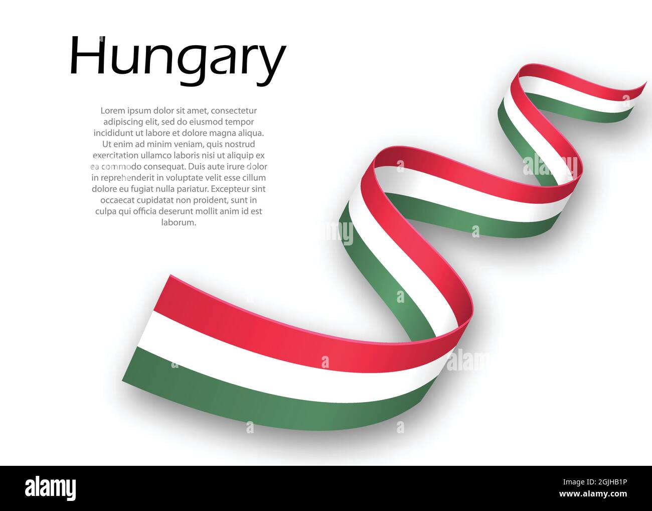 Waving ribbon or banner with flag of Hungary. Template for independence ...