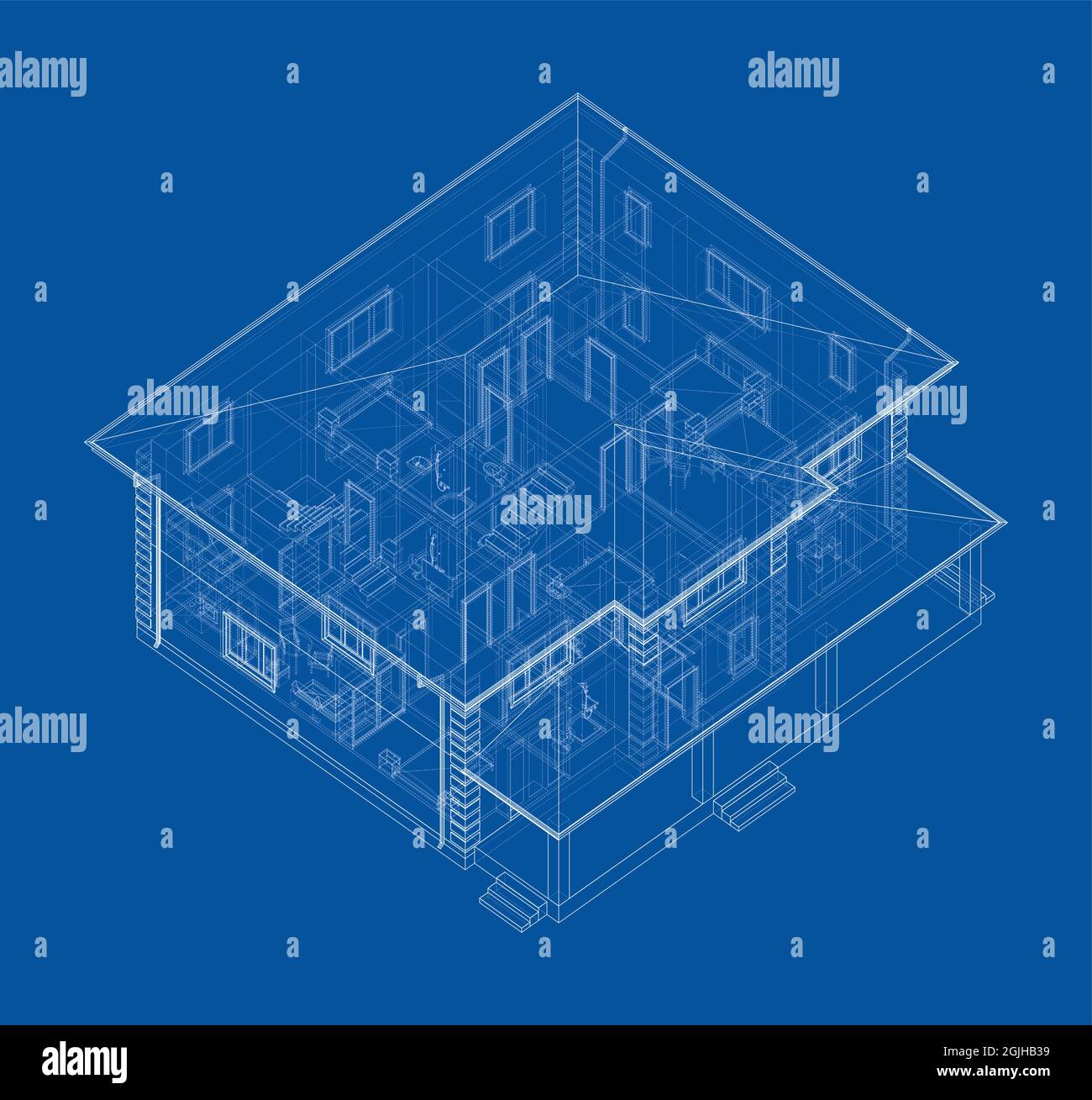 Residential building technical drawing. Vector Stock Vector Image & Art ...