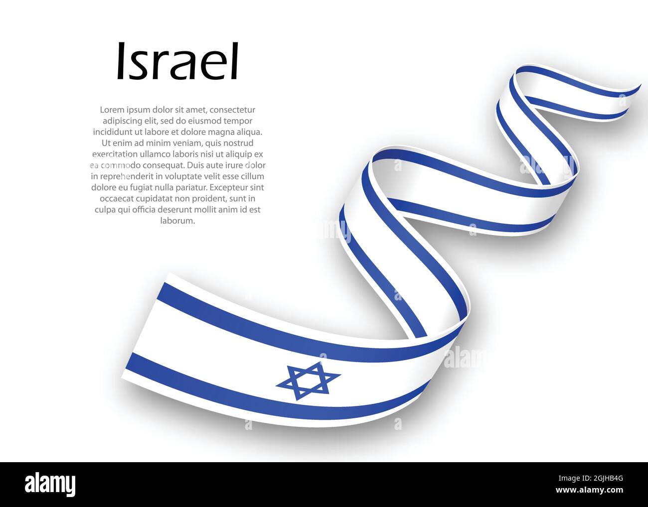 Waving ribbon or banner with flag of Israel. Template for independence ...