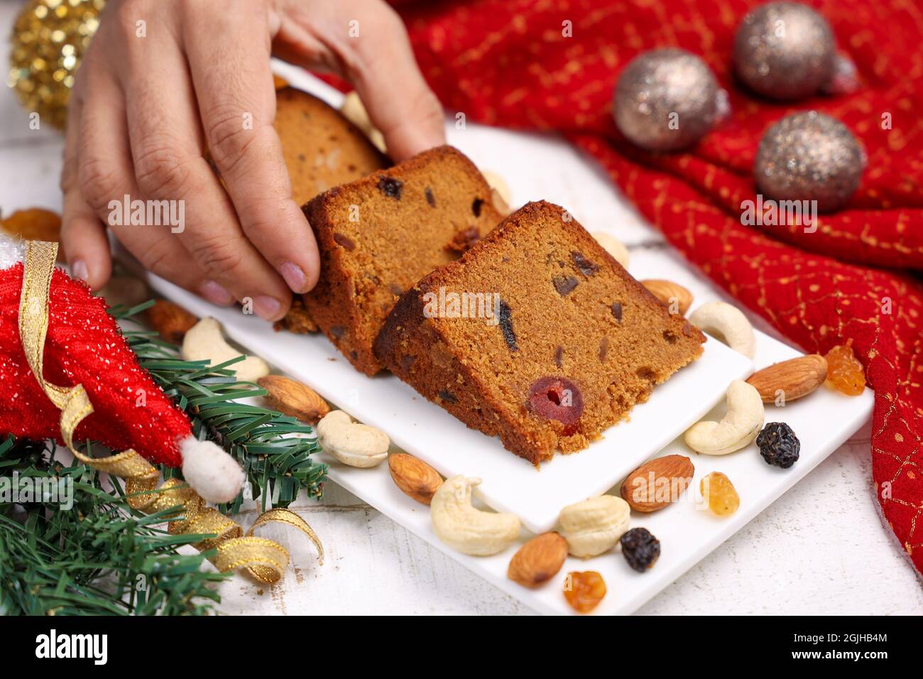 Homemade Christmas plum cake Indian Christmas celebration serving India ...