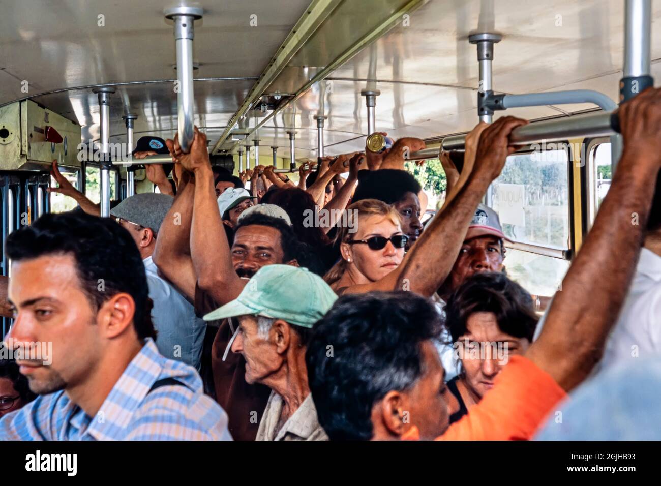 Passengers crammed on rural bus, Sancti Spiritus, Cuba Stock Photo - Alamy