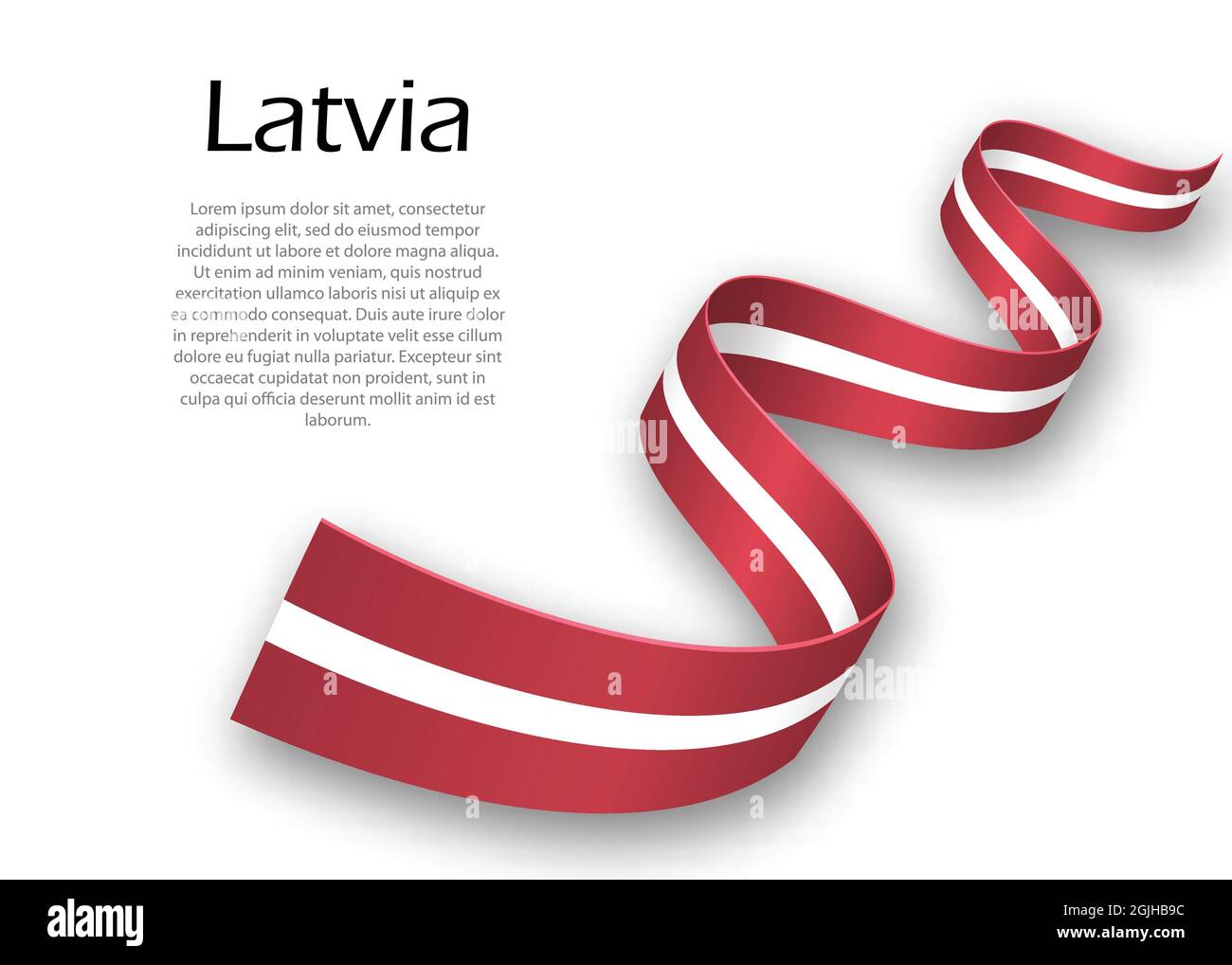 Waving ribbon or banner with flag of Latvia. Template for independence day poster design Stock ...