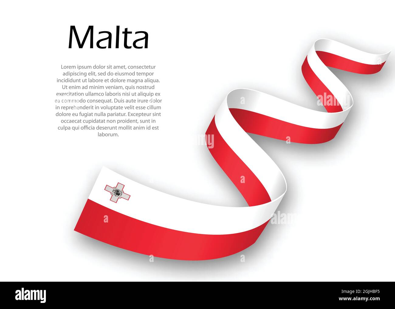 Waving ribbon or banner with flag of Malta. Template for independence ...