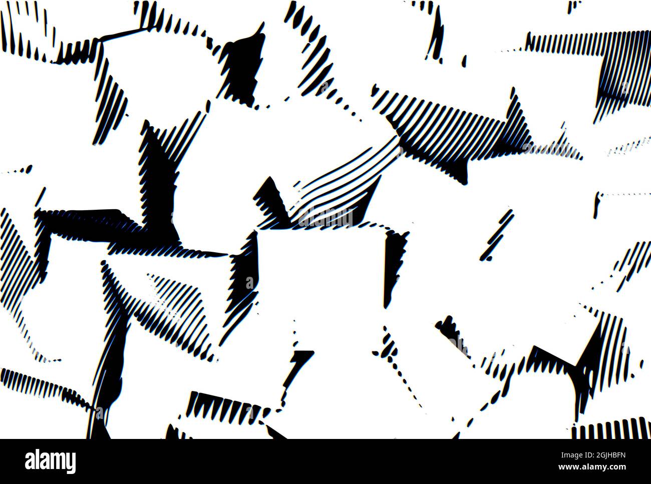 Abstract woodcut styled background with low poly cubes. Waving lines ...