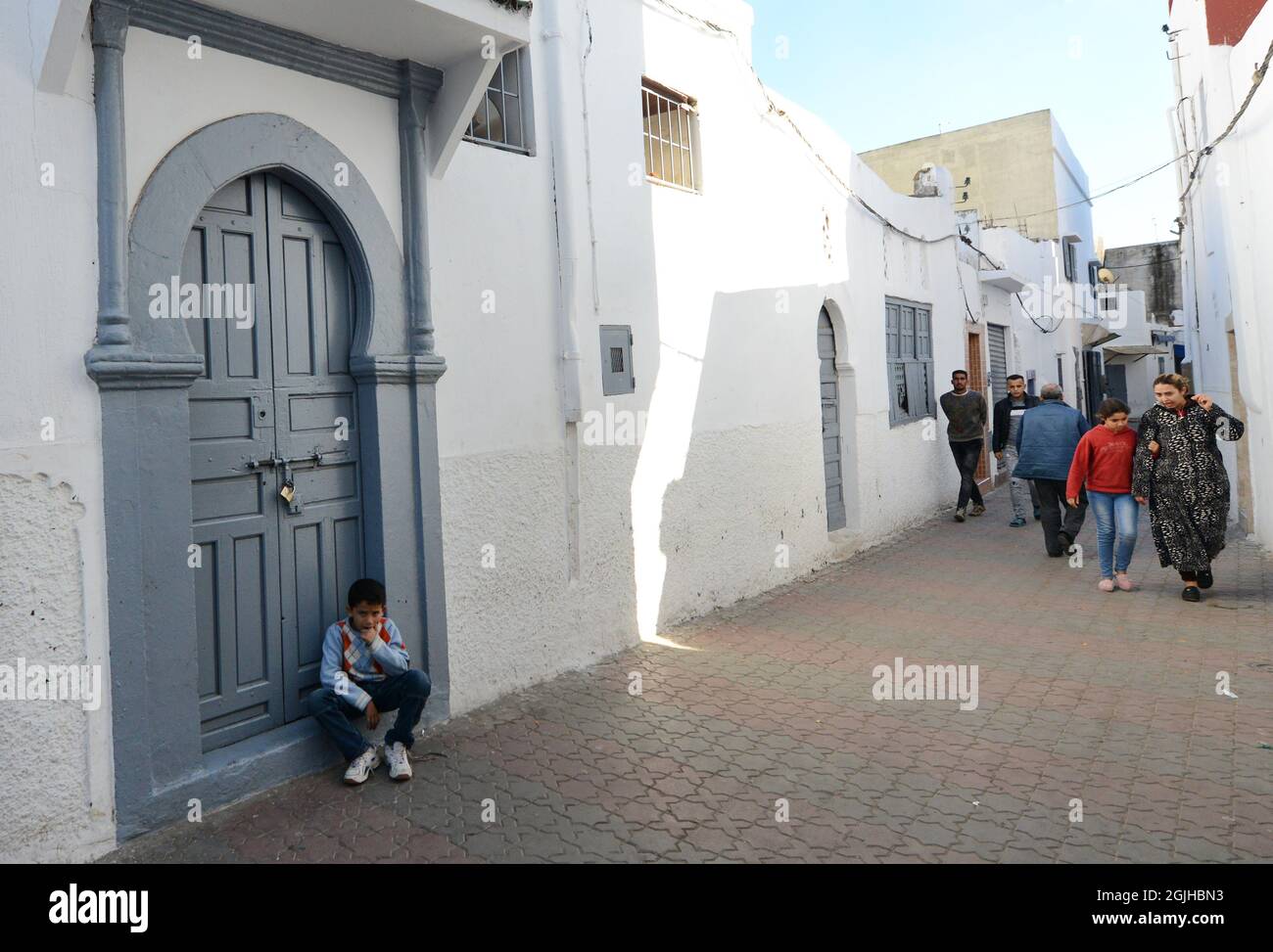 Walking through the streets of the medina in Salé, Morocco Stock Photo ...