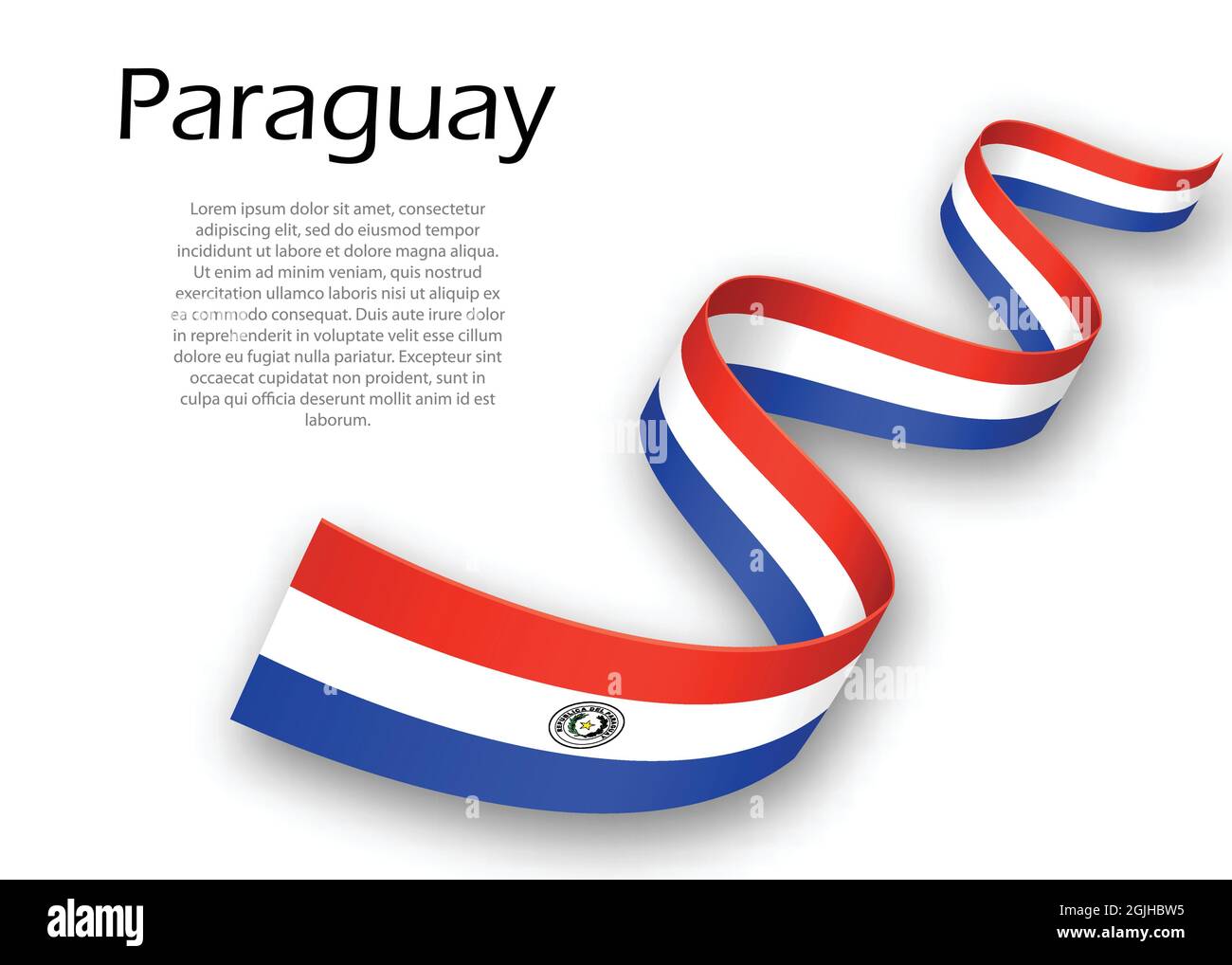 Waving ribbon or banner with flag of Paraguay. Template for ...