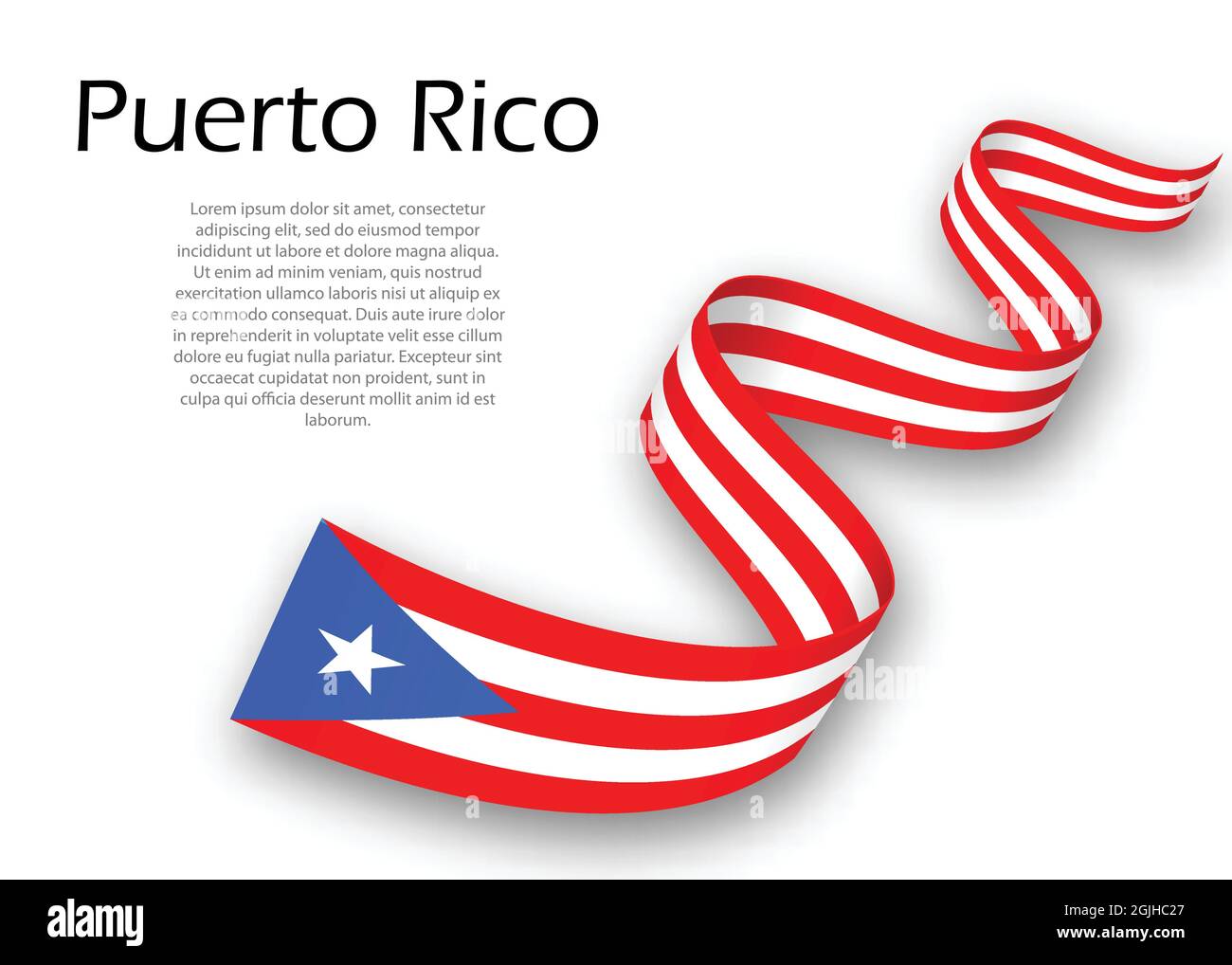 Waving ribbon or banner with flag of Puerto Rico. Template for ...