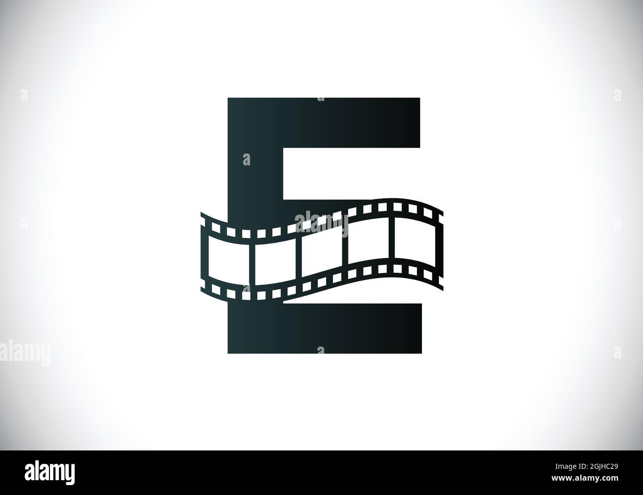 Initial E monogram alphabet incorporated with film reel. Video and ...