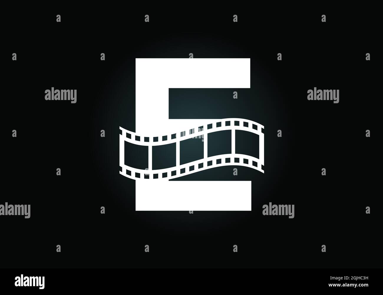 Initial E monogram alphabet incorporated with film reel. Video and ...