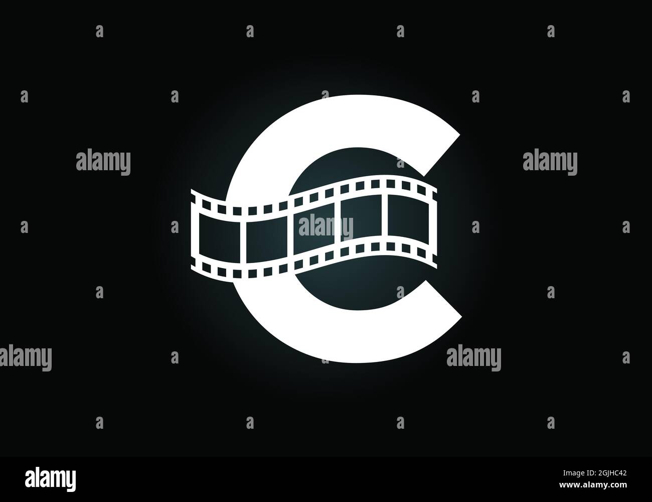 Initial C monogram alphabet incorporated with film reel. Video and ...