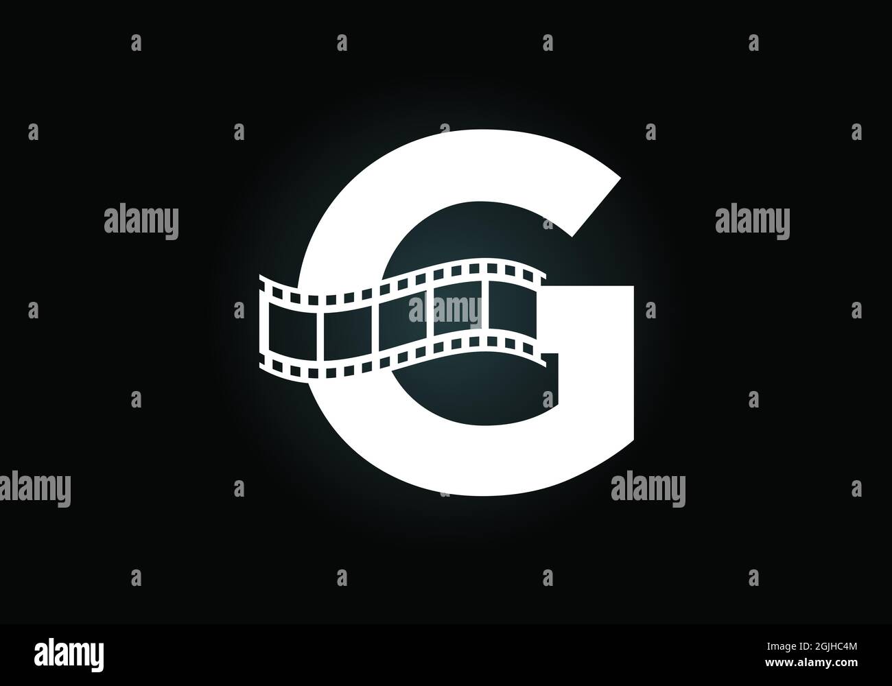 Initial G monogram alphabet incorporated with film reel. Video and ...
