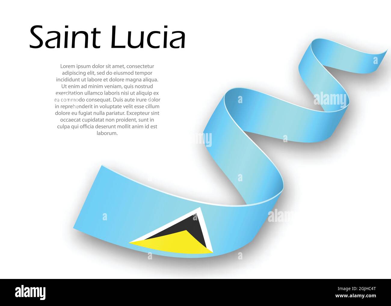 Waving ribbon or banner with flag of Saint Lucia. Template for ...