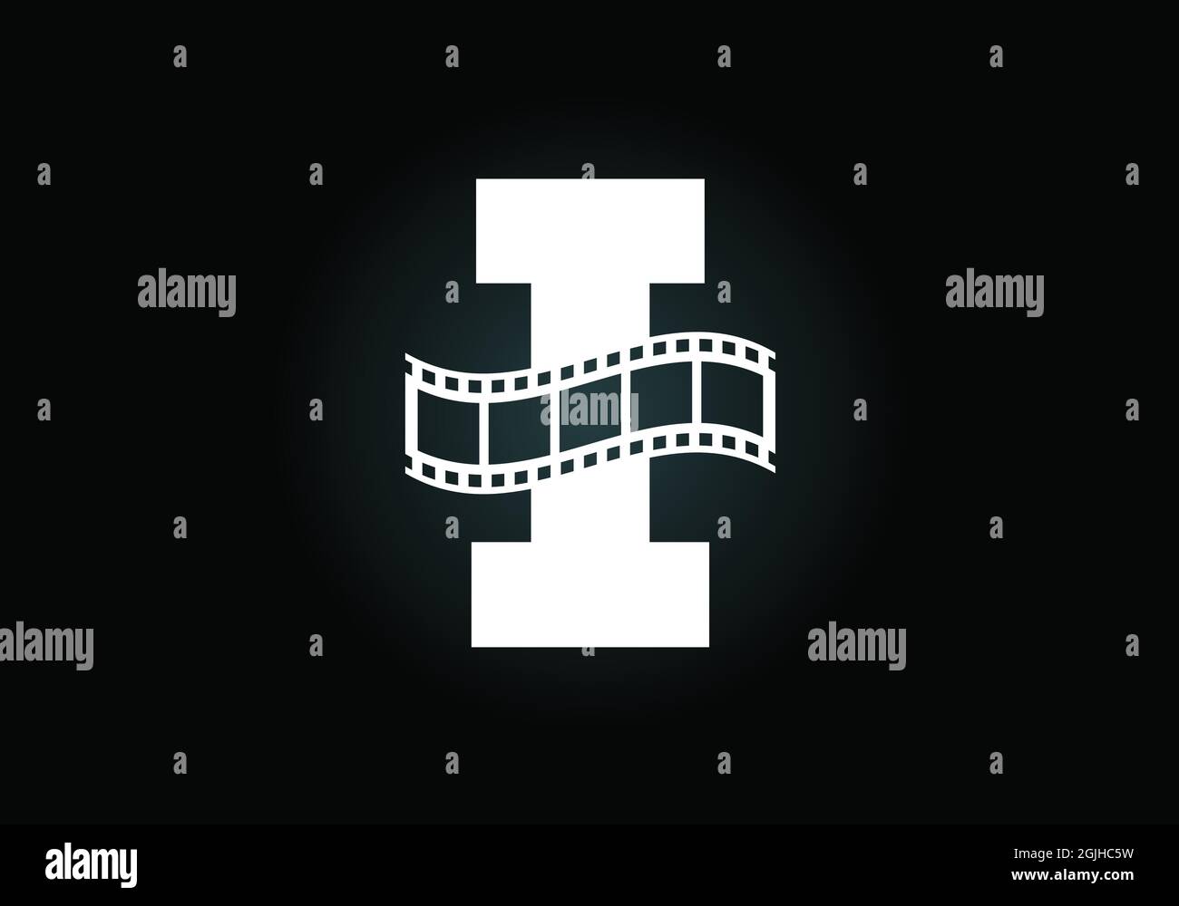 Initial I monogram alphabet incorporated with film reel. Video and ...