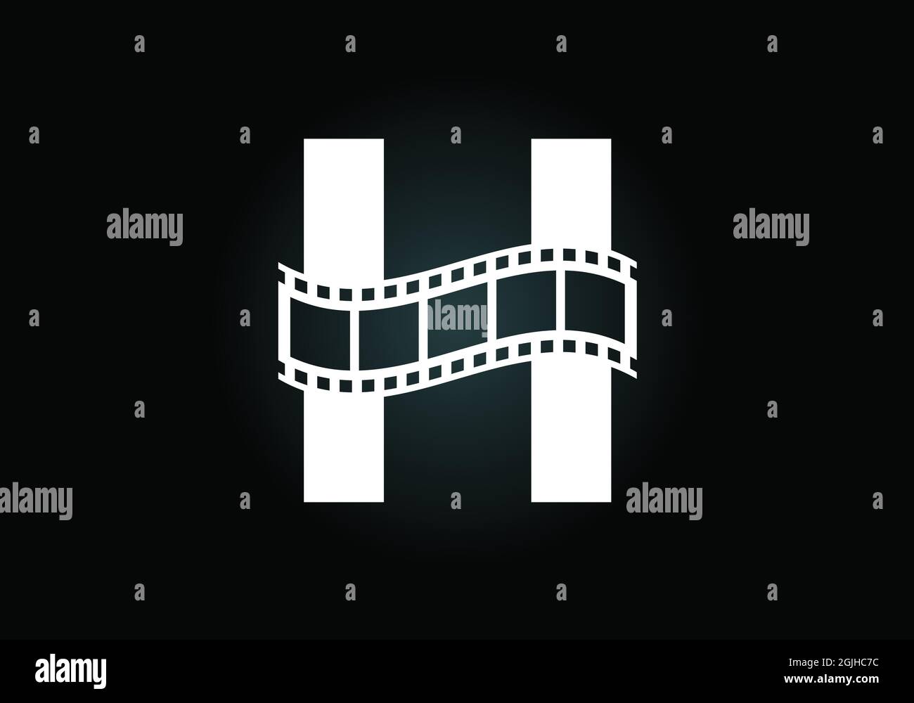 Initial H monogram alphabet incorporated with film reel. Video and ...