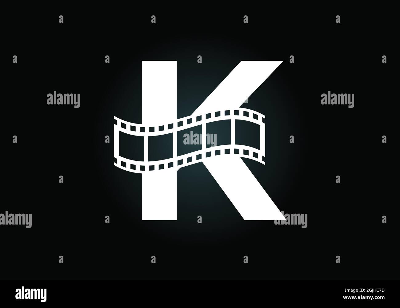 Initial K monogram alphabet incorporated with film reel. Video and ...