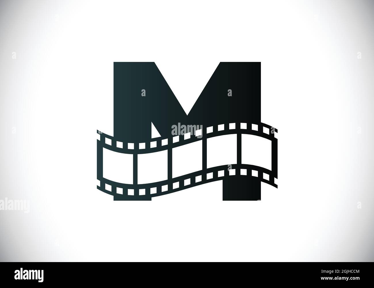 Initial M monogram alphabet incorporated with film reel. Video and ...