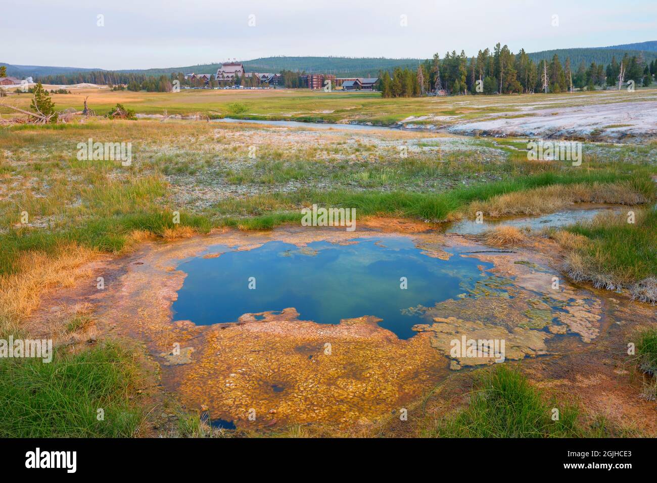 Inspiring natural background. Pools and geysers fields in Yellowstone ...