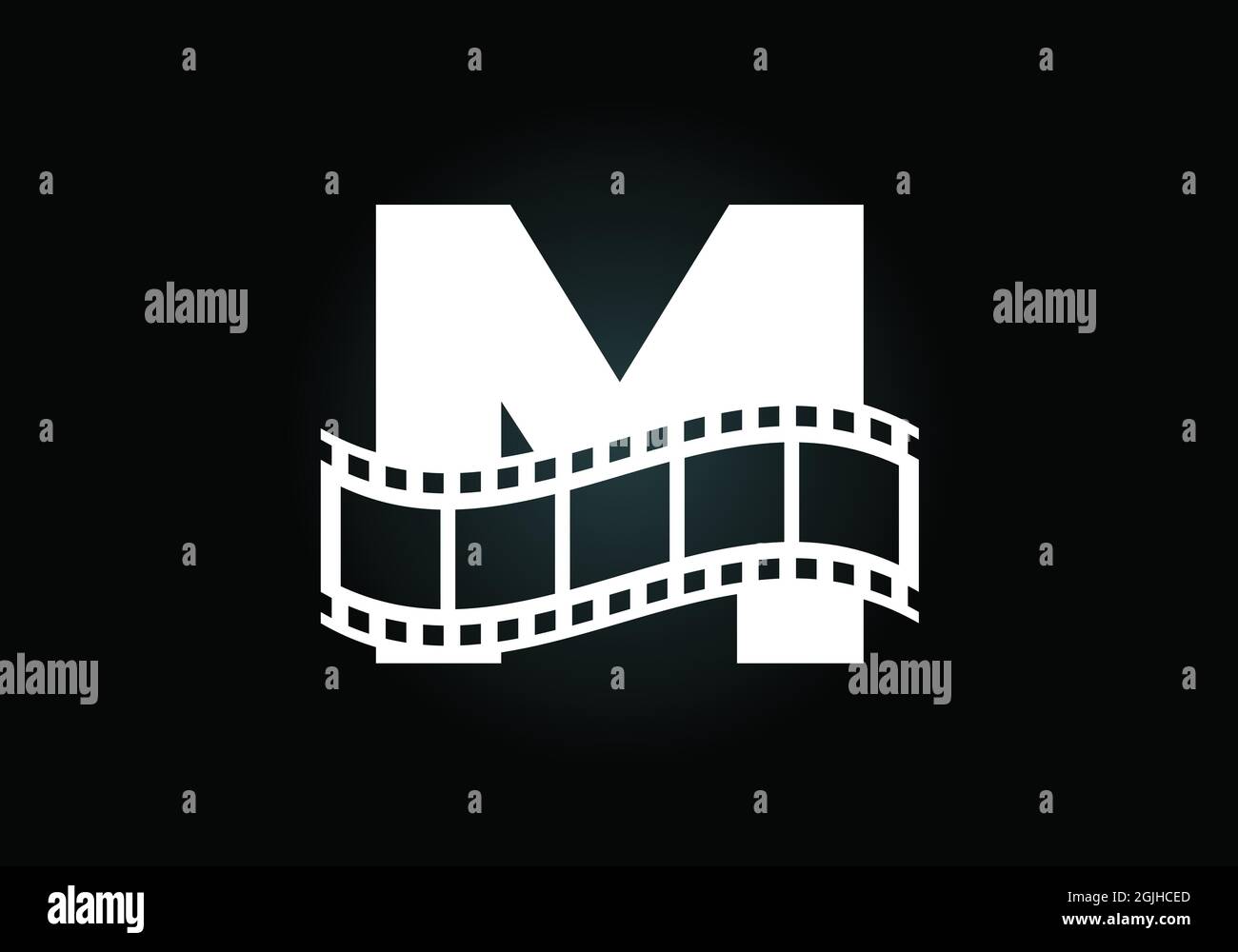 Initial M monogram alphabet incorporated with film reel. Video and ...