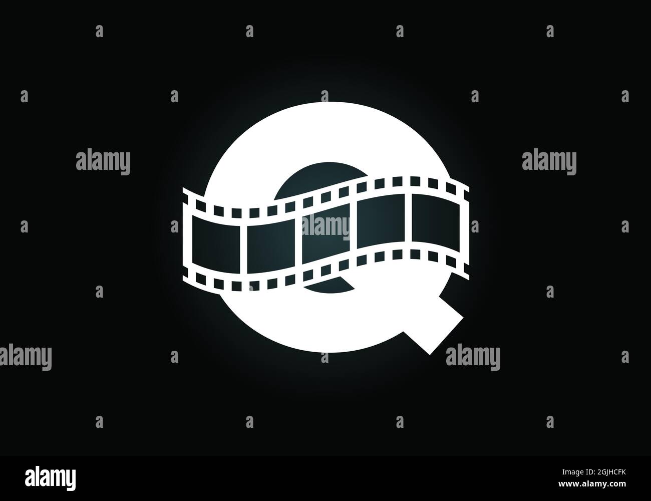 Initial Q monogram alphabet incorporated with film reel. Video and ...