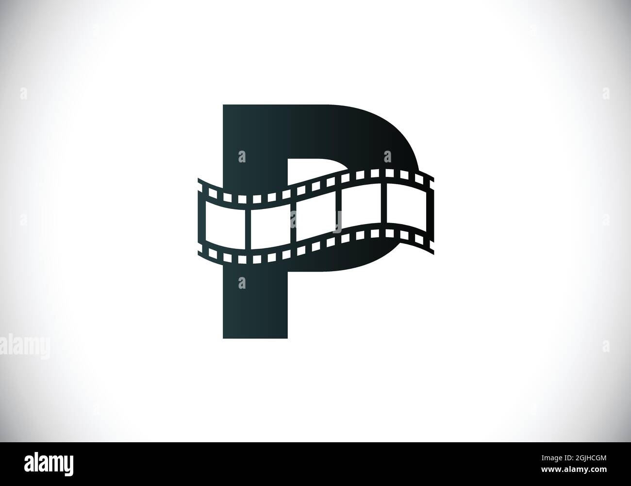 Initial P monogram alphabet incorporated with film reel. Video and ...