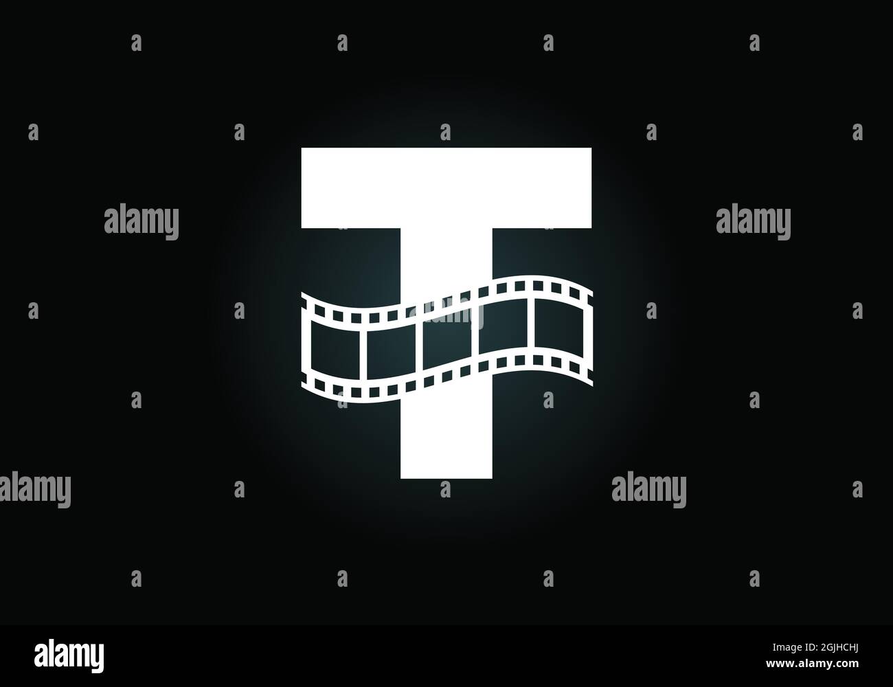 Initial T monogram alphabet incorporated with film reel. Video and ...
