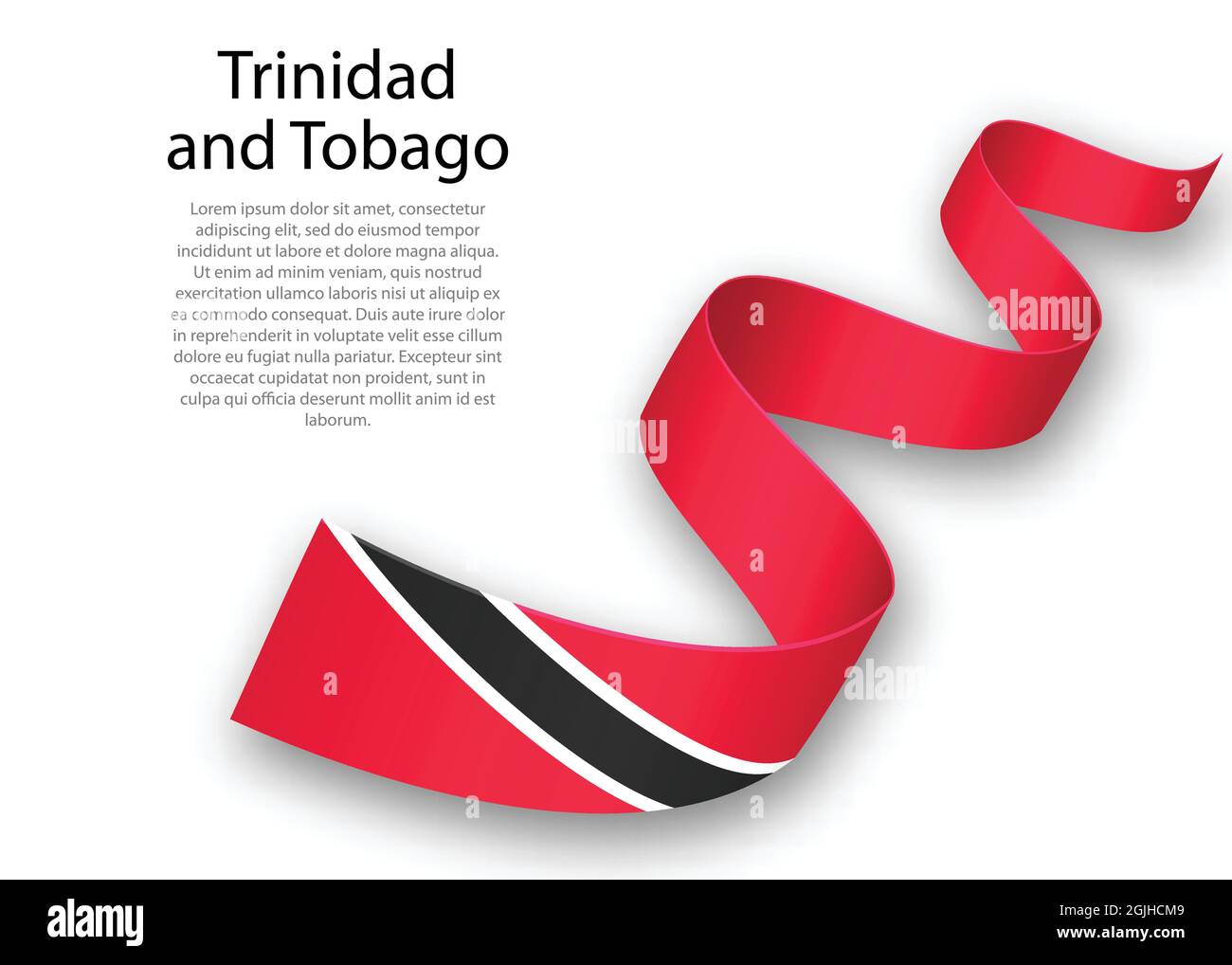 Waving ribbon or banner with flag of Trinidad and Tobago. Template for independence day poster ...