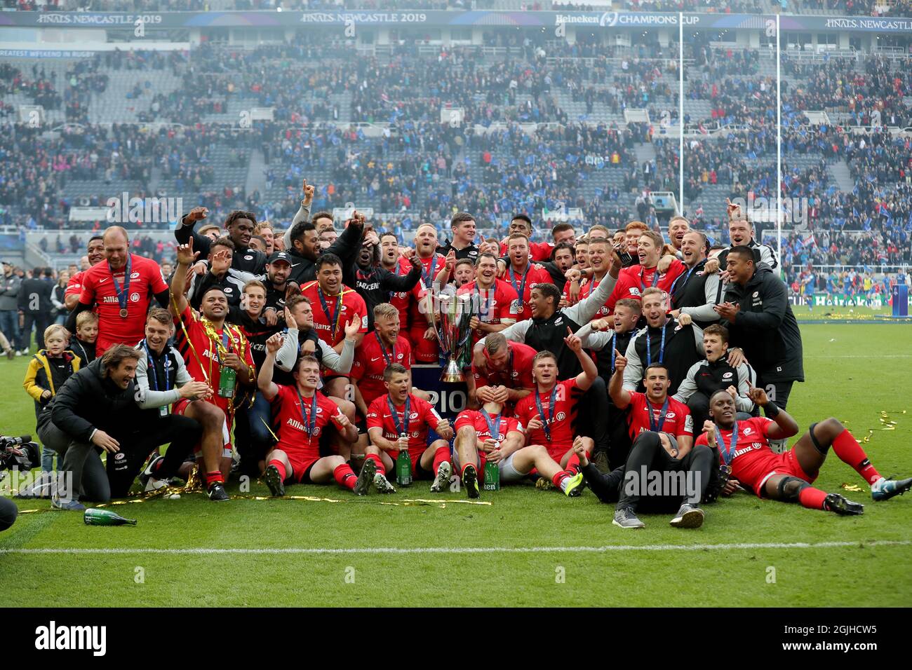 File photo dated 11-05-2019 of Saracens players celebrate winning the ...
