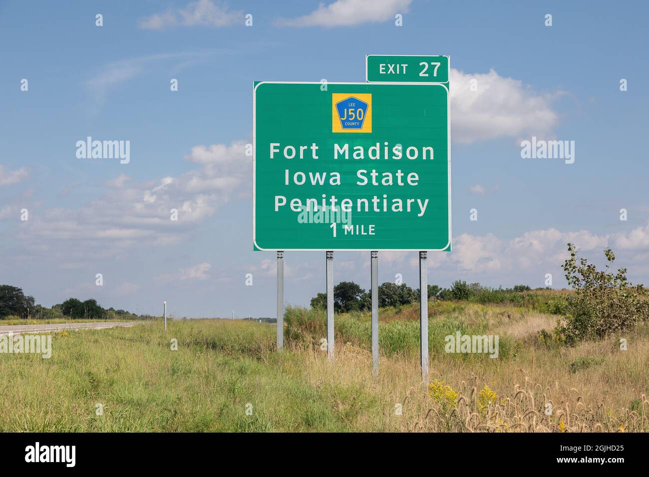 Iowa State Penitentiary sign in Fort Madison, Iowa during summer Stock ...