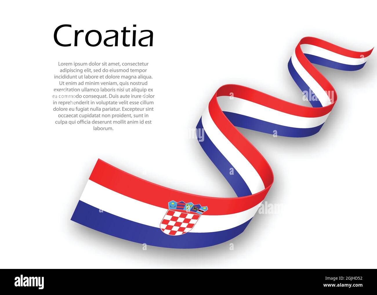 Waving ribbon or banner with flag of Croatia. Template for independence ...