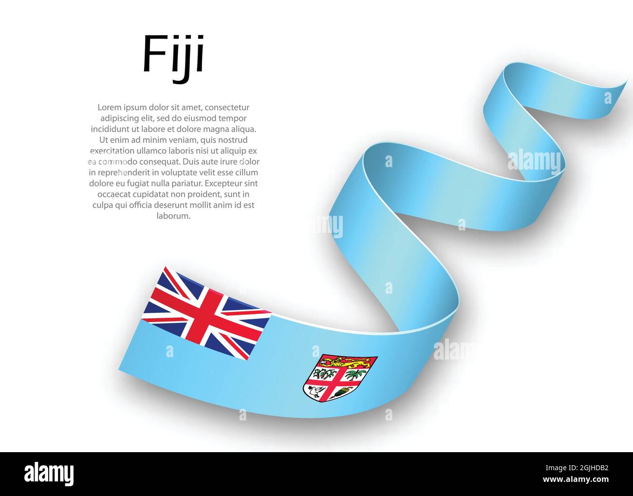Waving ribbon or banner with flag of Fiji. Template for independence day poster design Stock ...