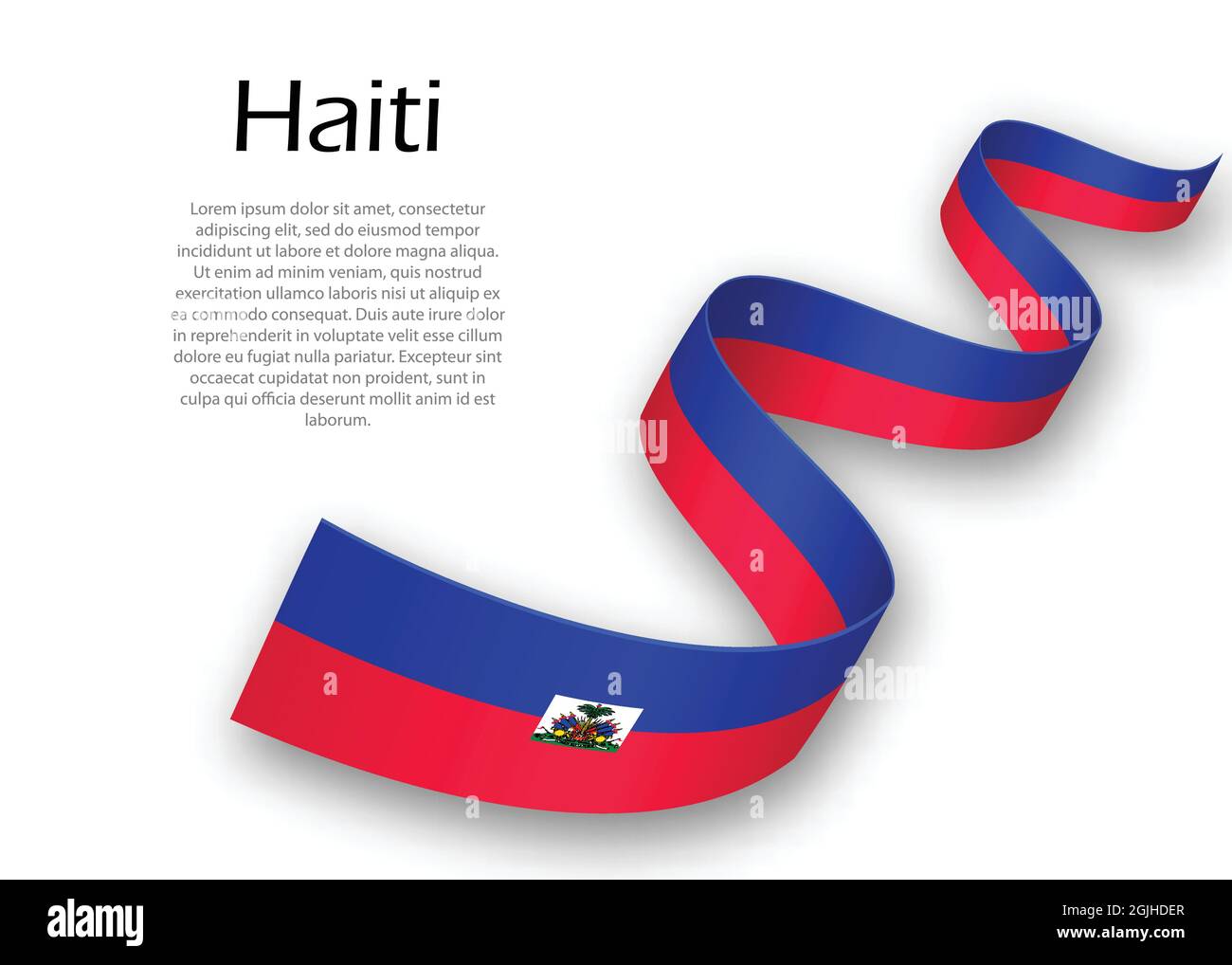 Waving ribbon or banner with flag of Haiti. Template for independence ...