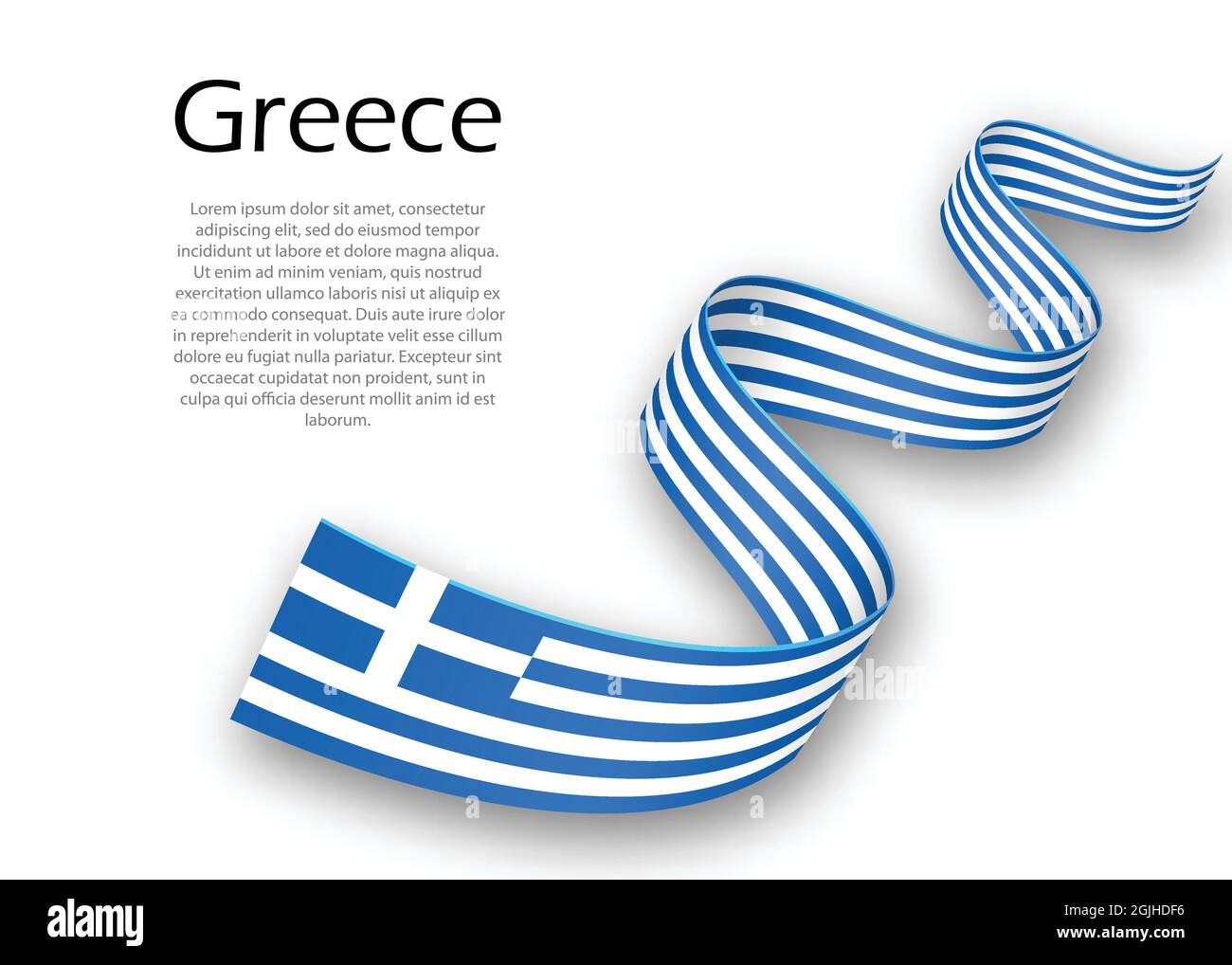Waving ribbon or banner with flag of Greece. Template for independence ...