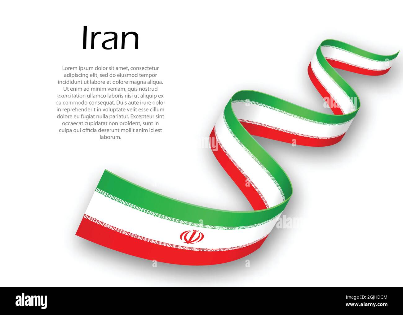 Waving ribbon or banner with flag of Iran. Template for independence day poster design Stock ...