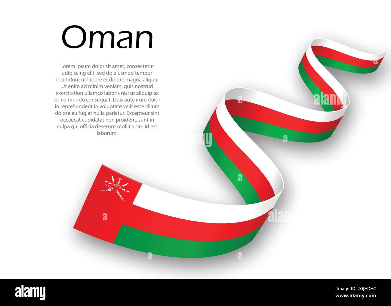 Waving ribbon or banner with flag of Oman. Template for independence ...