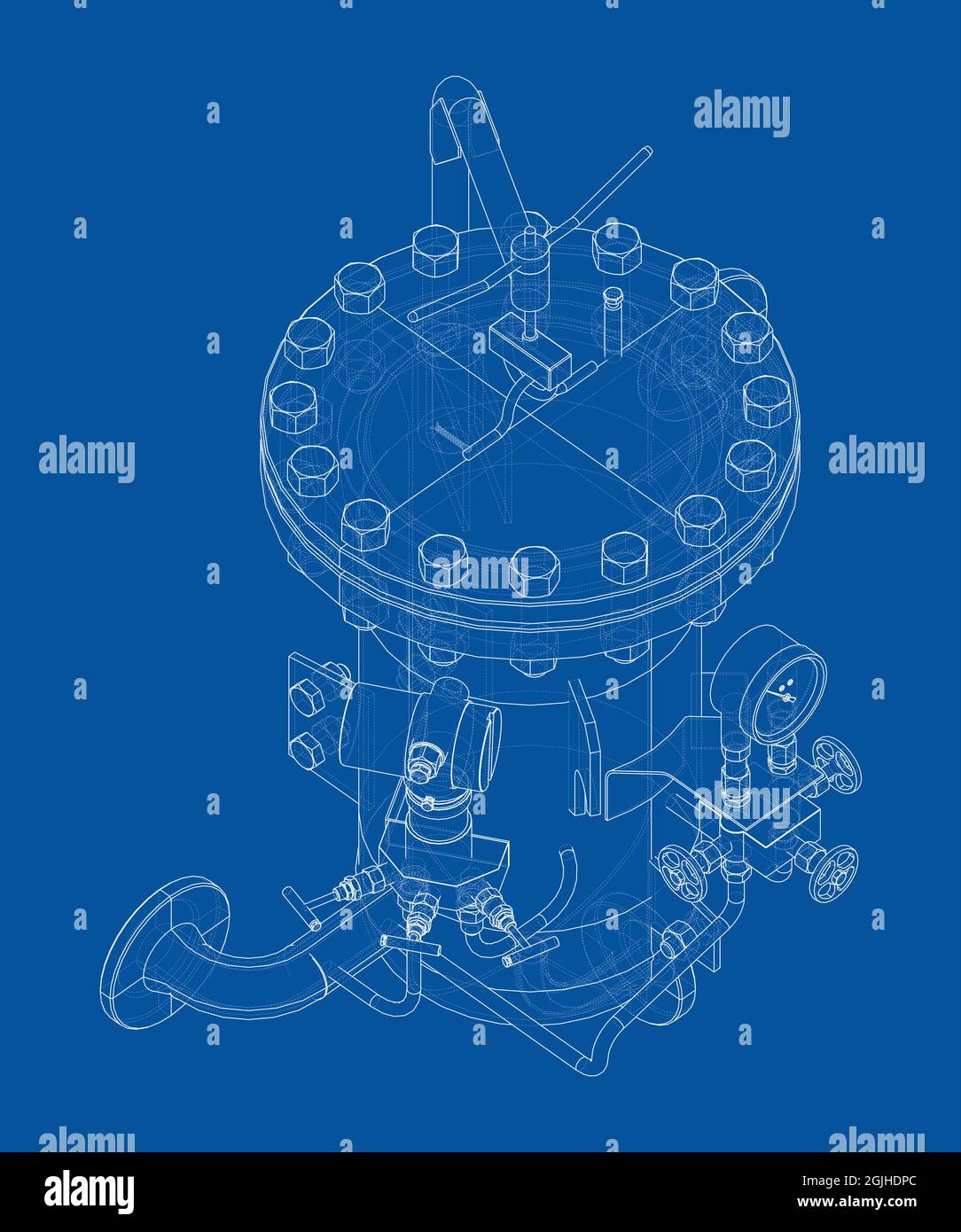 Industrial air filter with taps and pressure gauge Stock Vector Image ...