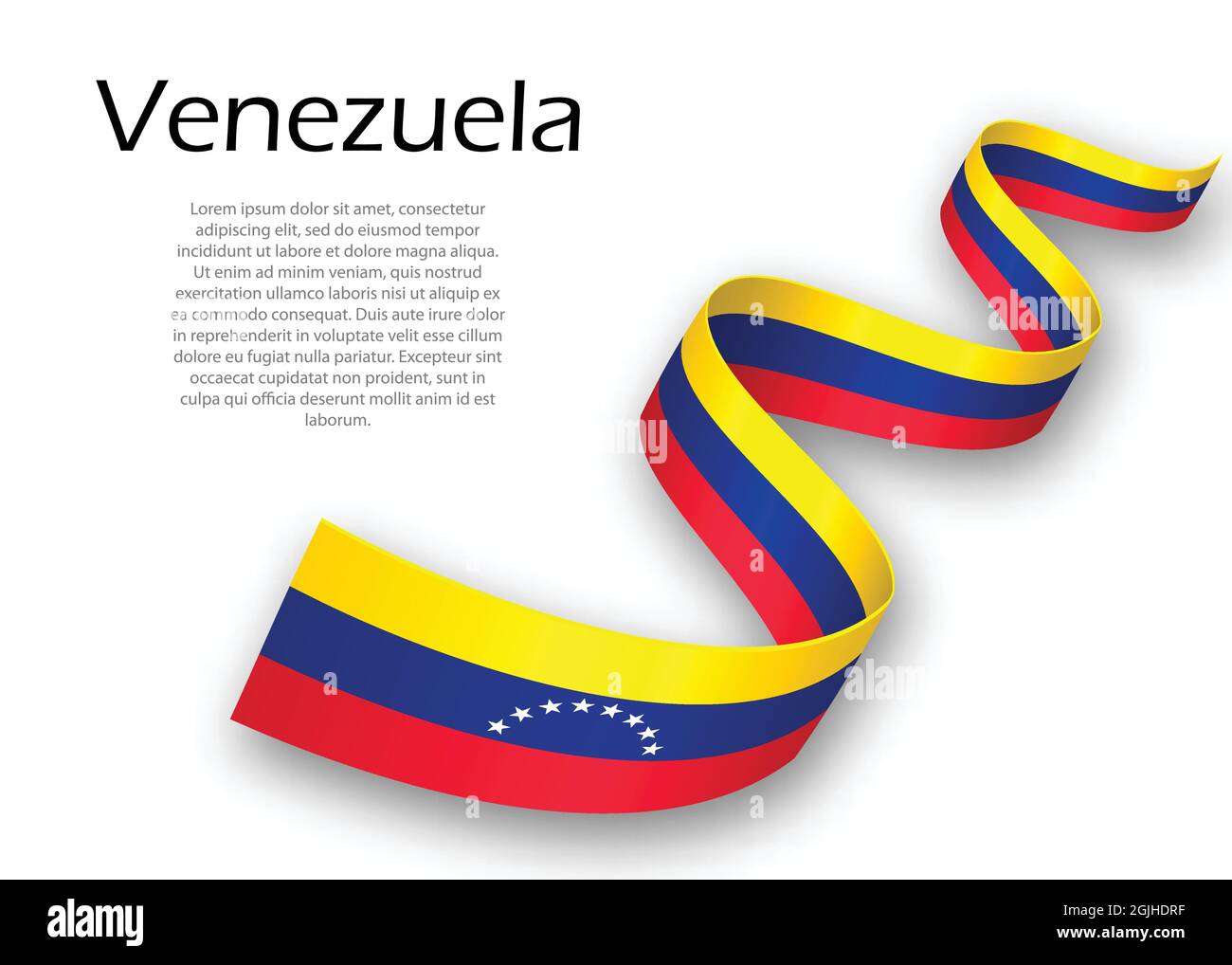 Waving ribbon or banner with flag of Venezuela. Template for ...