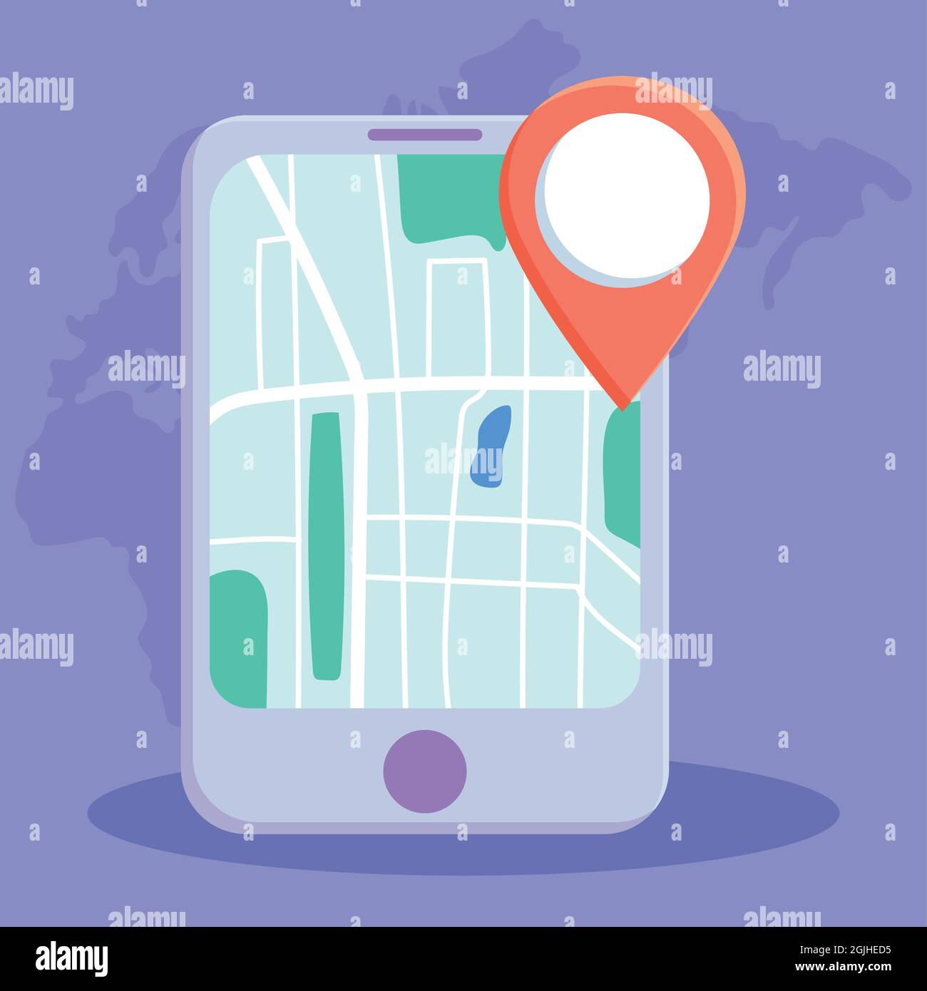 cellphone with digital map and location pin Stock Vector Image & Art ...