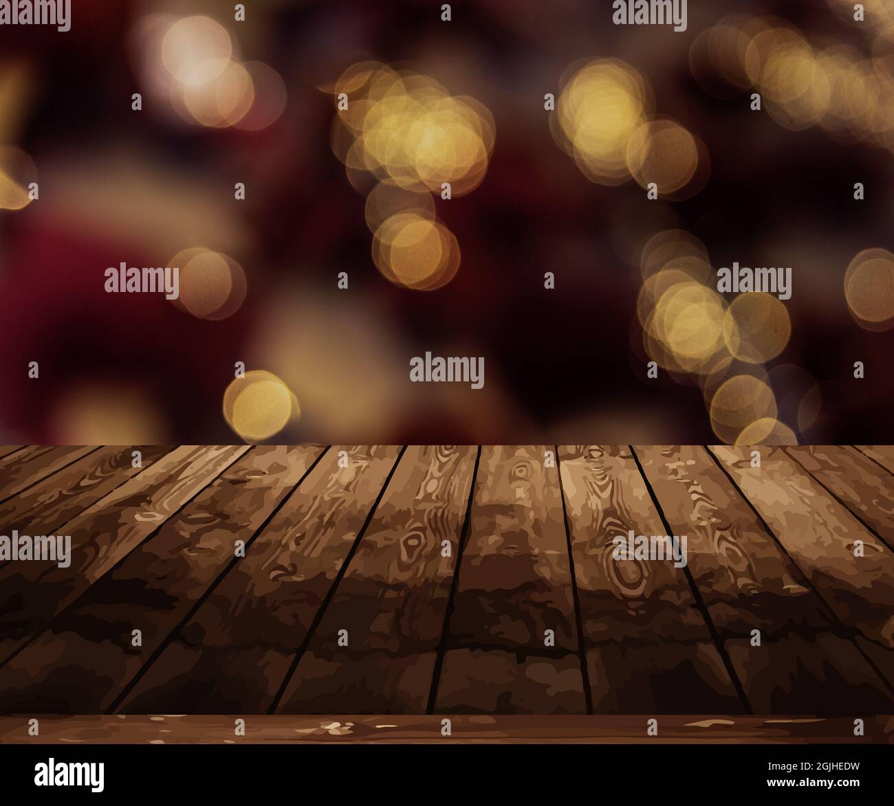 Wooden Table With A View Of Blurred Beverages Bar Backdrop, Wood ...