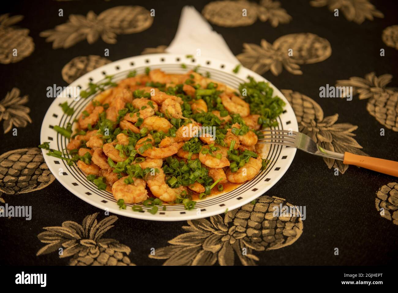 Plate of delicious soup spiced with greenery Stock Photo - Alamy