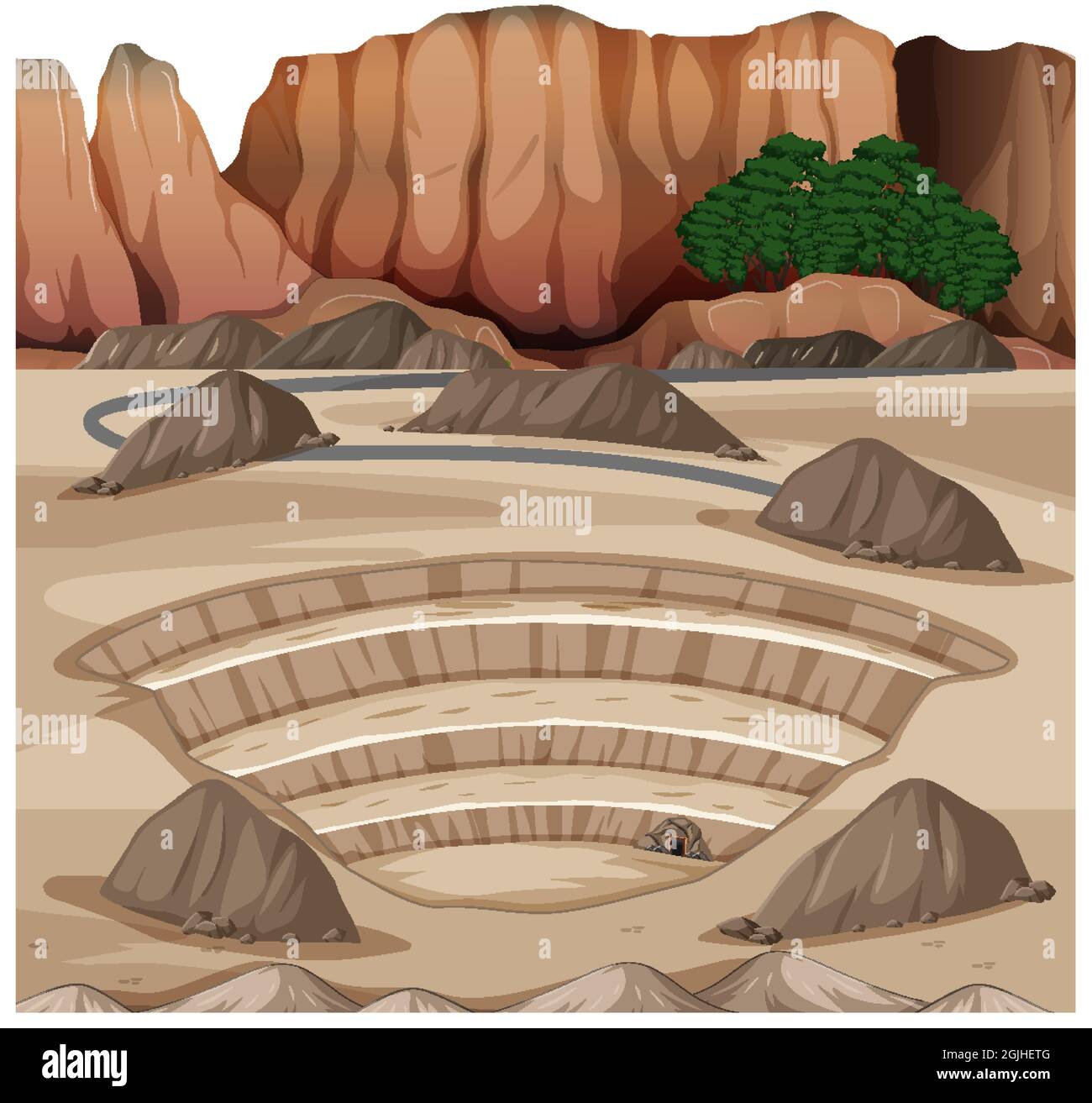 Landscape with mining quarry scene illustration Stock Vector Image ...
