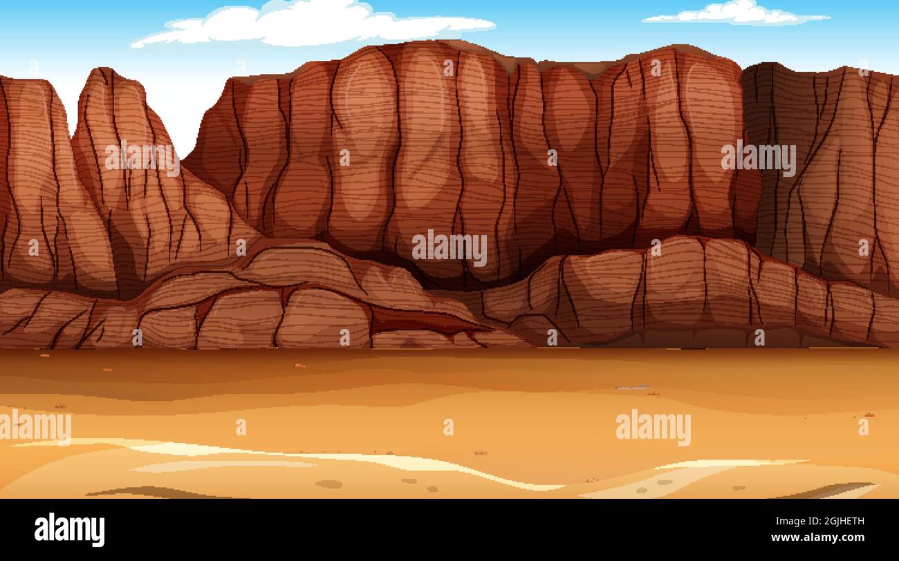 Desert forest landscape at daytime scene illustration Stock Vector ...