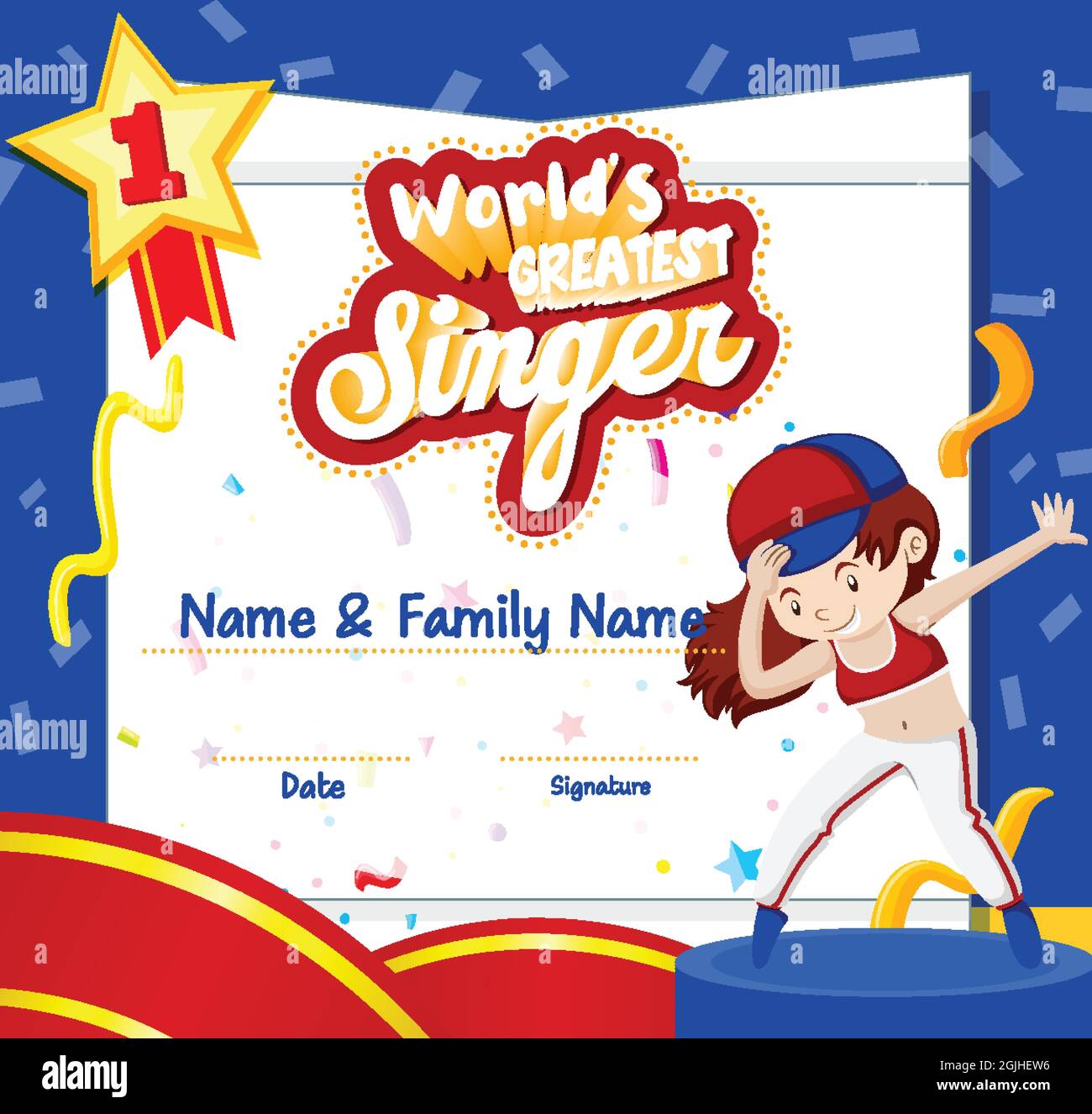 World greatest singer certificate template illustration Stock Vector ...