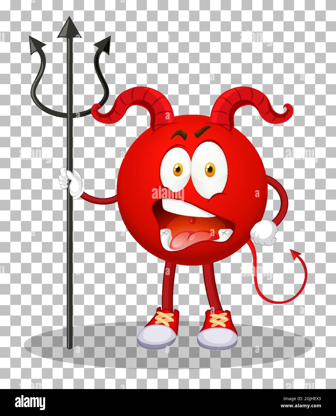 A Red Devil cartoon character with facial expression on transparent ...