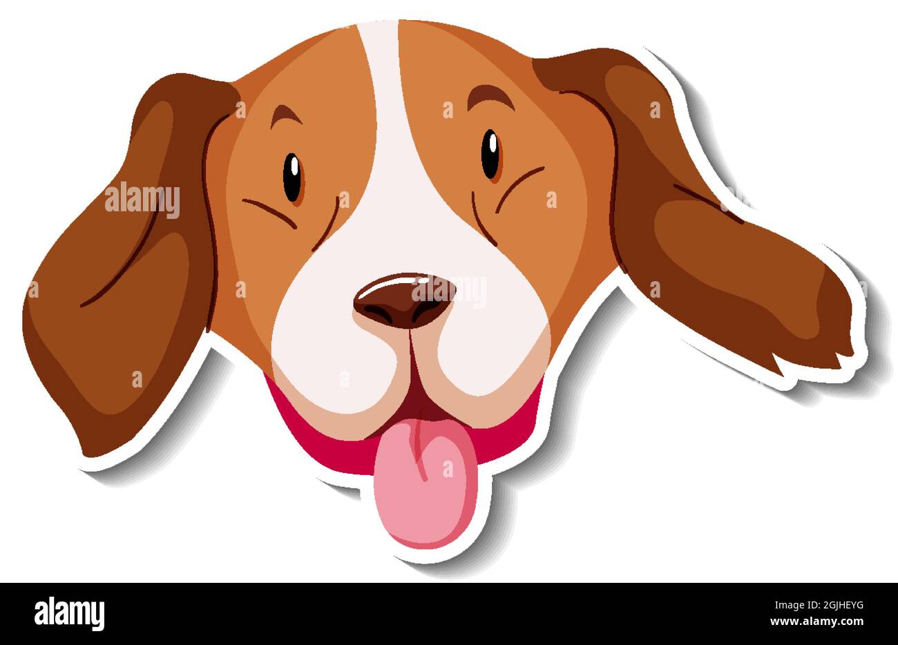 A sticker template of dog cartoon character illustration Stock Vector ...